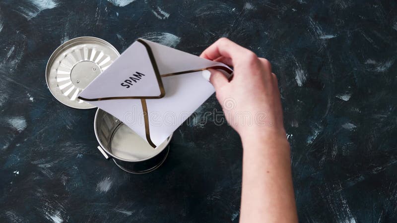 Hand Putting Email Message Envelopes Inside Garbage Bin Stock Footage ...