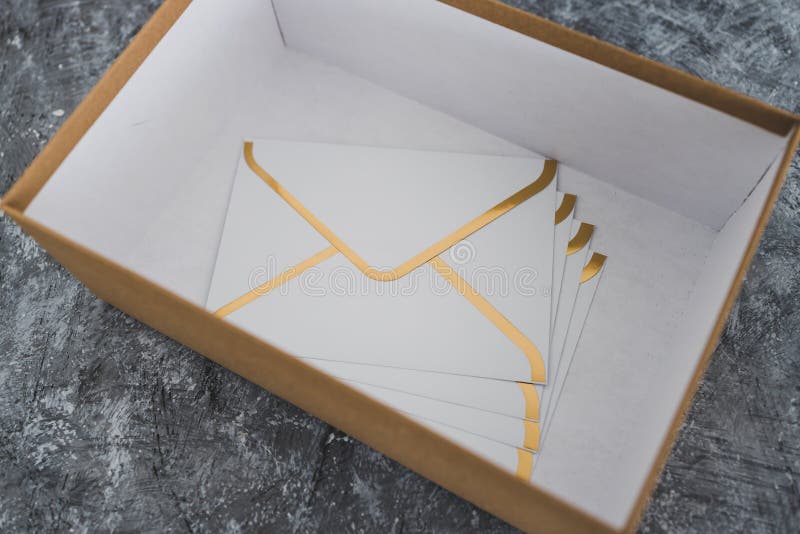 Concept of Inbox Organisation, Group of Envelopes Inside Box Metaphor ...