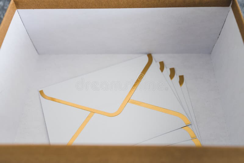 Concept of Inbox Organisation, Group of Envelopes Inside Box Metaphor ...