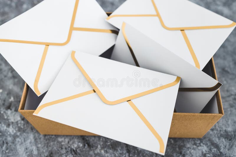 Concept of Inbox Organisation, Group of Envelopes Inside Box Metaphor ...