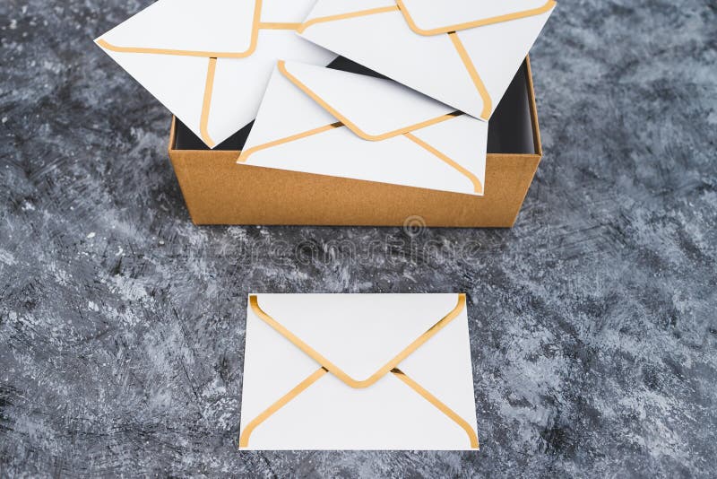 Concept of Inbox Organisation, Group of Envelopes Inside Box Metaphor ...