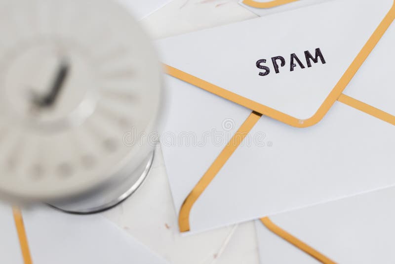 Spam Emails in the Trash Can Stock Photo - Image of data, laptop: 128599422
