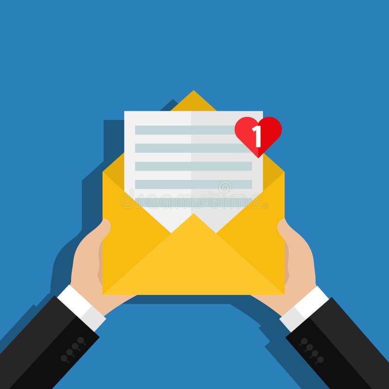 Incoming Email Notification, New Message. Flat Line Art Style Concept ...