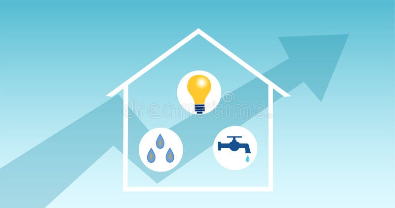 Concept of Increasing Water, Electricity, Gas Utilities Bill in a House ...
