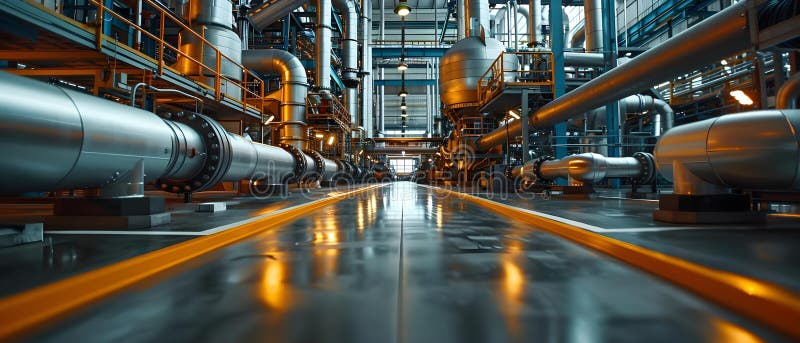 Modern Industrial Symphony: Pipes and Automation. Concept Industrial ...