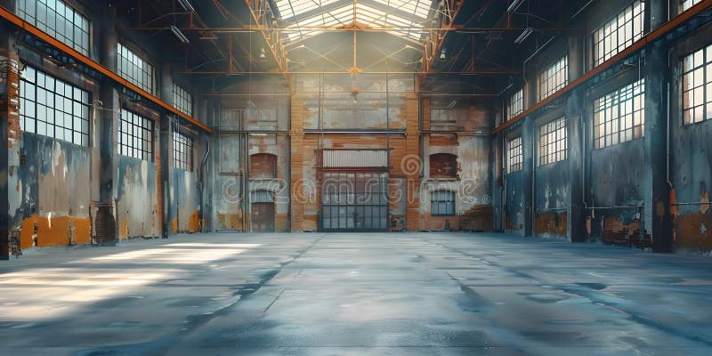Interior of an Empty Warehouse for an Industrial Background Banner ...