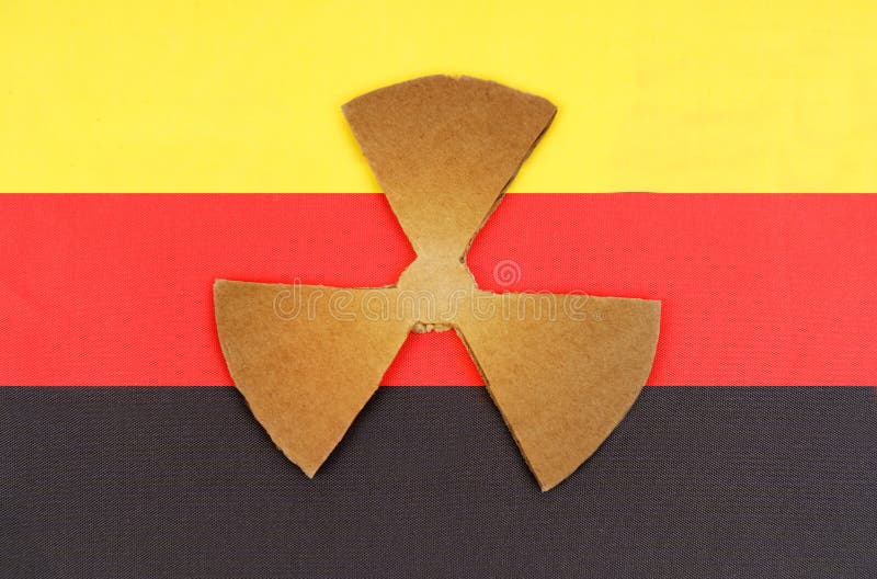 The Flag of Germany Has a Symbol of Radioactivity. Stock Image - Image ...