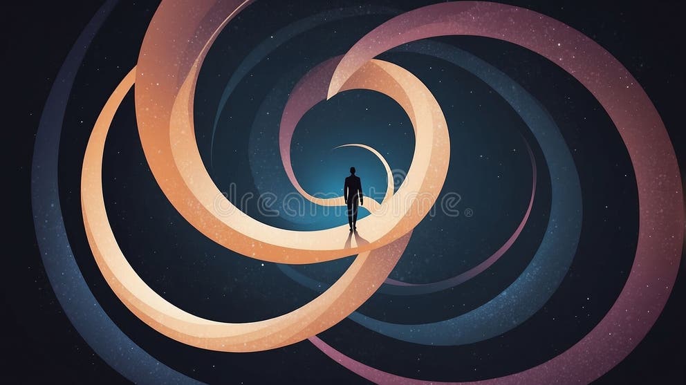 Concept of Infinity Represented by a Figure Walking on an Endless Loop ...