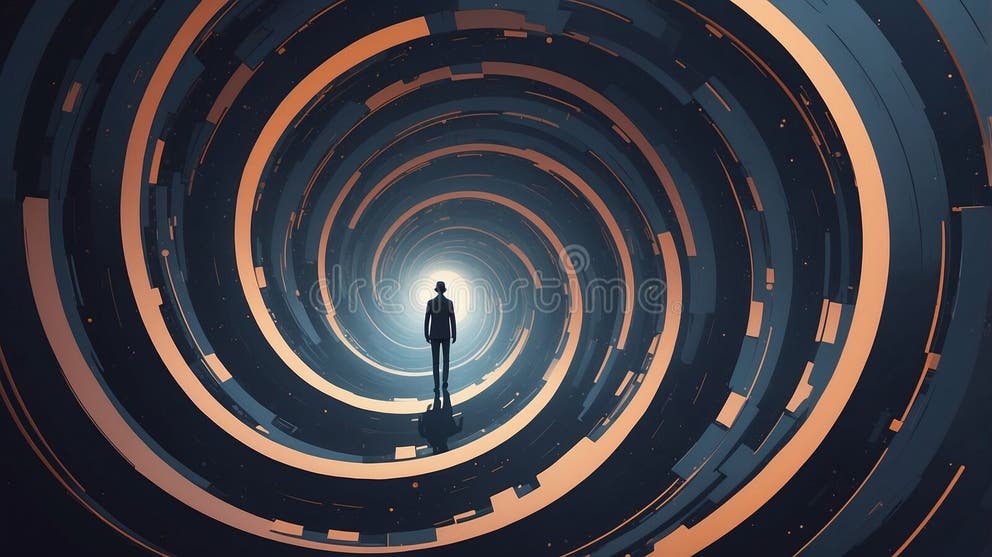 Concept of Infinity Represented by a Figure Walking on an Endless Loop ...