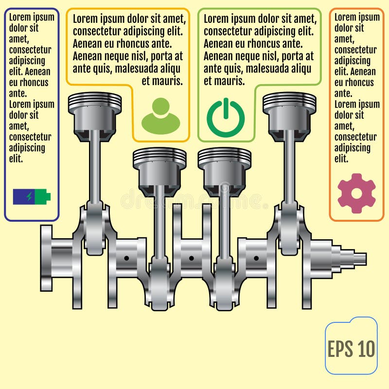 Car Crankshaft Vector Icon on White Background. Flat Vector Car ...
