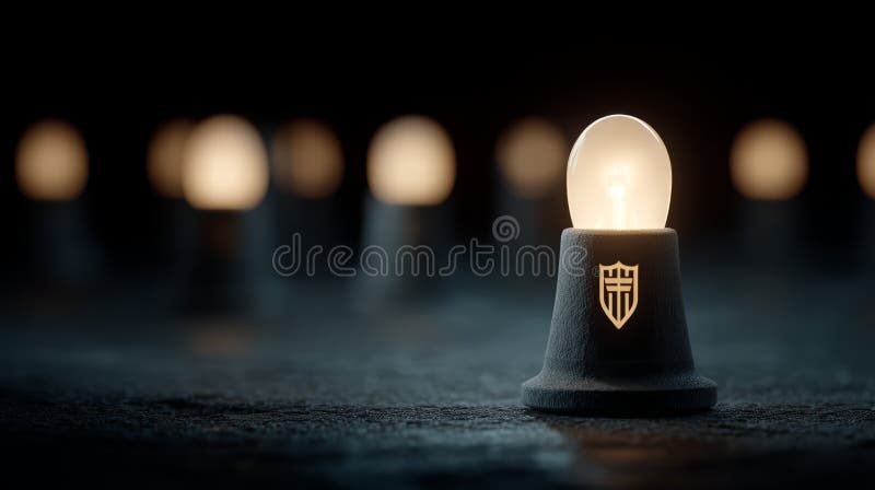 Concept of Innovative Thinking with Lightbulb in Dark Background ...