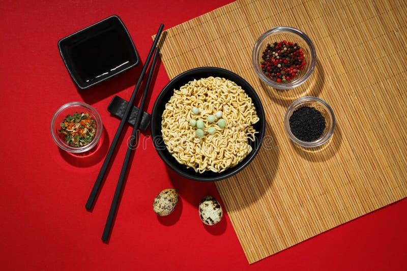 Concept of Instant Food, Instant Noodles, Top View Stock Image - Image ...