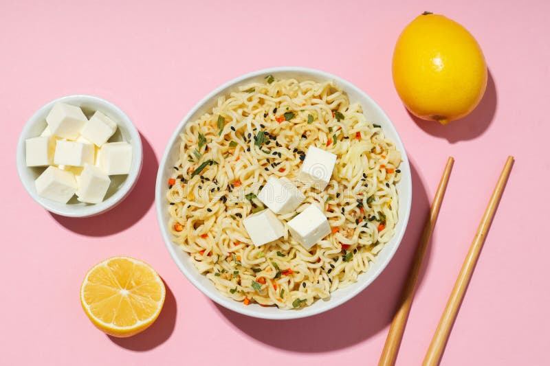 Concept of Instant Food, Instant Noodles, Top View Stock Photo - Image ...