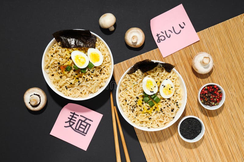 Concept of Instant Food, Instant Noodles, Top View Stock Image - Image ...