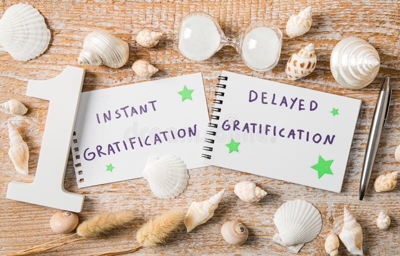 Concept of Instant Gratification Versus Delayed Gratification. Stock ...