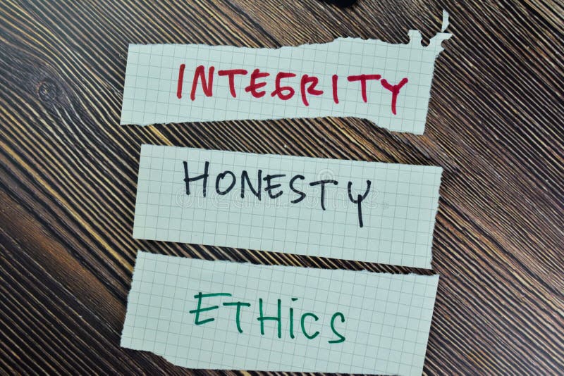 Concept of Integrity, Honesty and Ethics Write on Sticky Notes Isolated ...