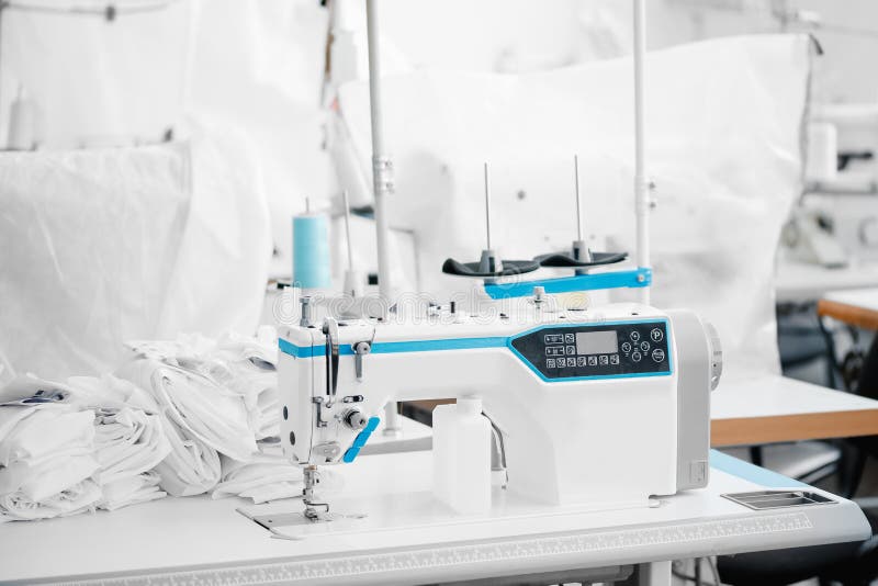 Concept Interior of Garment Factory. Automatic Machine for Embroidering ...