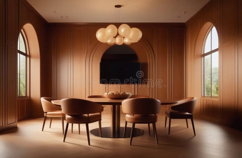 The Concept of the Interior. a Large Bright Dining Room or Study in ...