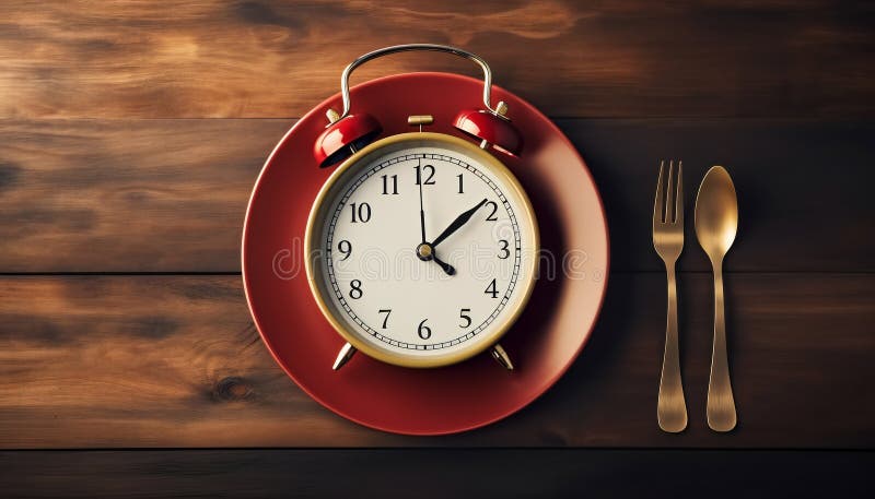 Concept of Intermittent Fasting: Showing an Empty Plate and a Clock ...