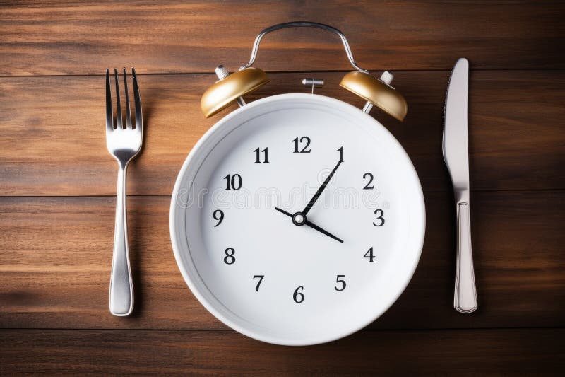Concept of Intermittent Fasting, Showing an Empty Plate and a Clock ...