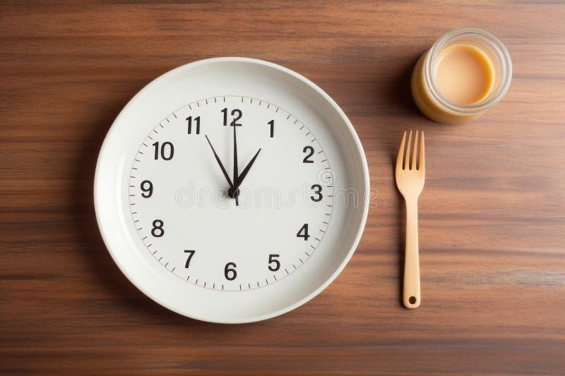 Concept of Intermittent Fasting, Showing an Empty Plate and a Clock ...