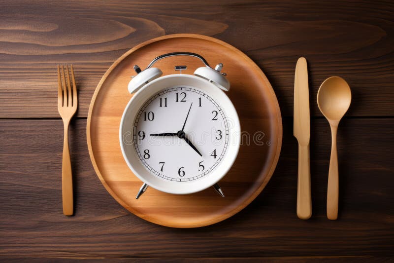 Concept of Intermittent Fasting, Showing an Empty Plate and a Clock ...