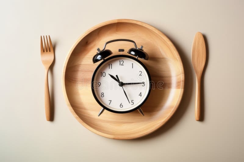 Concept of Intermittent Fasting, Showing an Empty Plate and a Clock ...