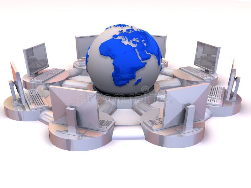Concept of internet. 3d stock illustration. Illustration of globe - 6679688