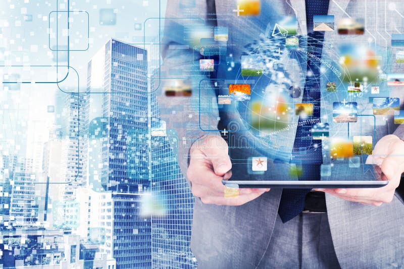 Concept of Internet Connection Network with Tablet Stock Photo - Image ...