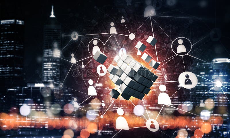 Concept of Internet and Networking with Digital Cube Figure on D Stock ...
