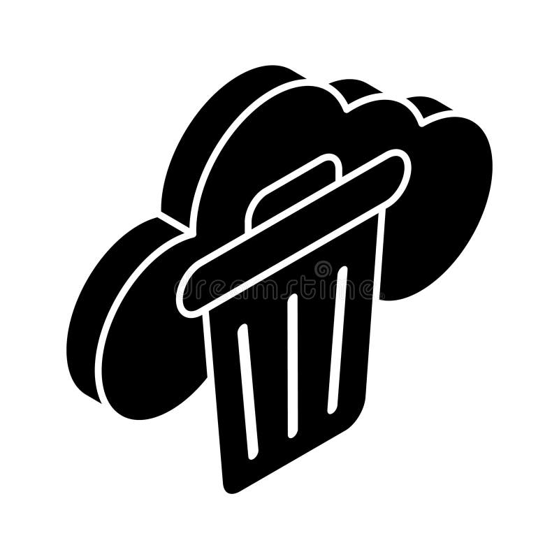 Concept Isometric Icon of Cloud Delete, Cloud and Trash Bin Vector ...