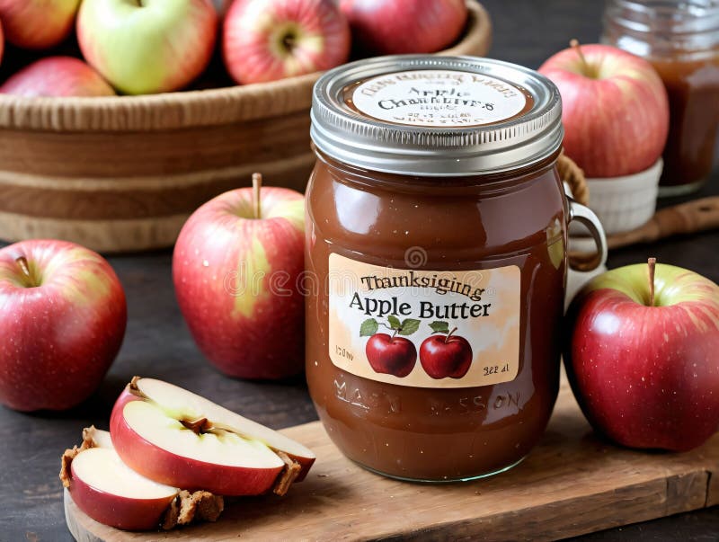 A Jar of Apple Butter Next To Some Apples. Generative AI Stock ...