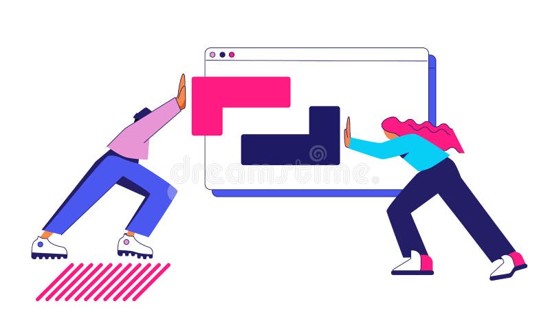 The Concept of Joint Development - a Man and a Woman Combine Blocks ...