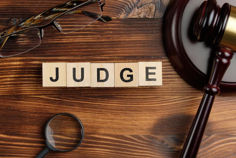 The Concept of the Judge in Wooden Cubes Stock Image - Image of wooden ...