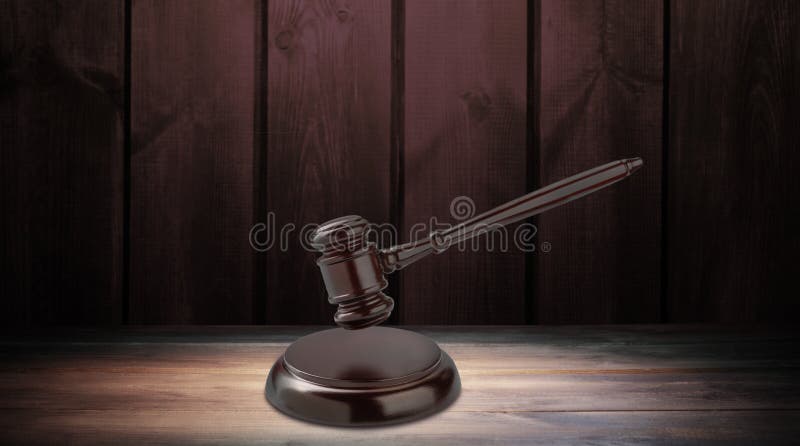 The Concept of Judging and Law. Judge S Gavel on an Old Board Stock ...