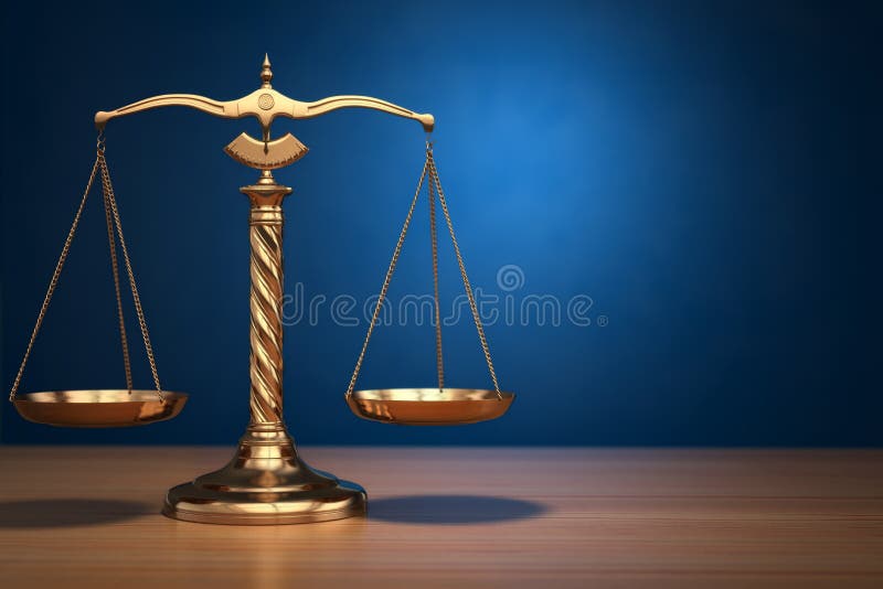 Concept of Justice. Law Scales on Blue Background. Stock Illustration ...