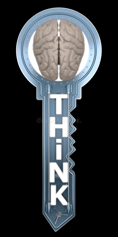 Concept Key Mechanism with Text Think and Brain Stock Illustration ...