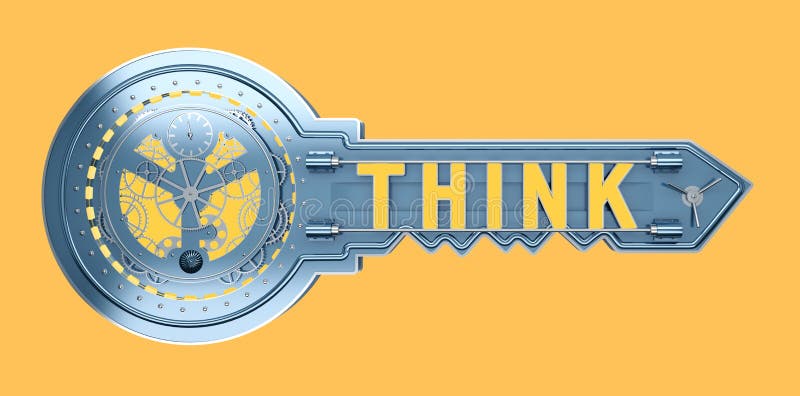 Concept Key Mechanism with Text Think Stock Illustration - Illustration ...