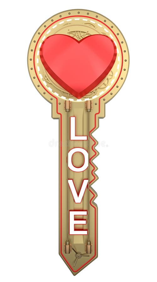 Concept Key with Text Love and Heart Shape Stock Illustration ...