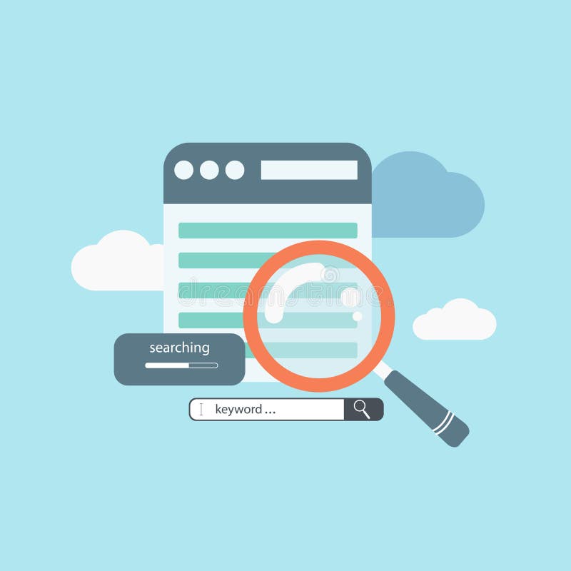 Keyword Research Tool Banner with Isometric Icons Stock Vector ...