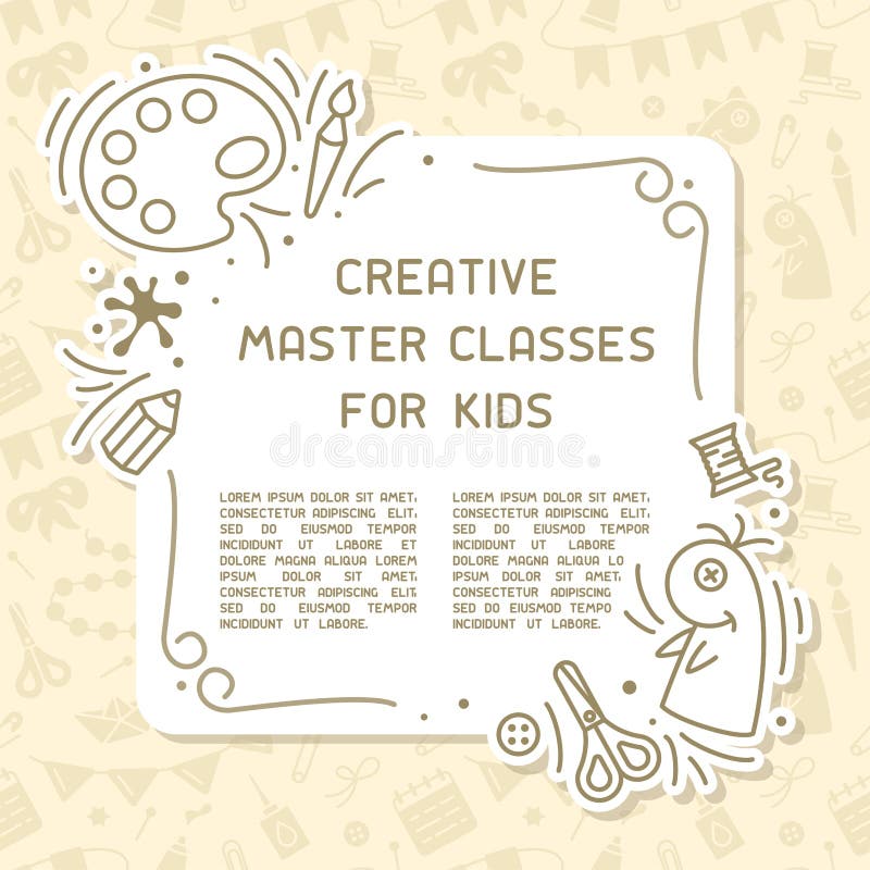 Creative Master Classes for Kids Round Placard with Place for Your Text ...