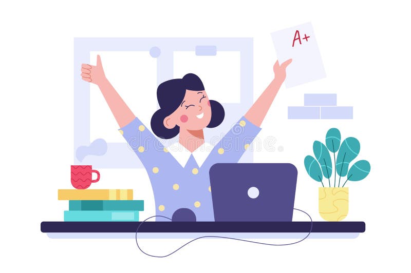 Concept of Knowledge and Education. Student Girl Happy with an ...