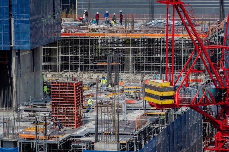 Concept of Laborers Working on Modern Construction Site Stock Photo ...