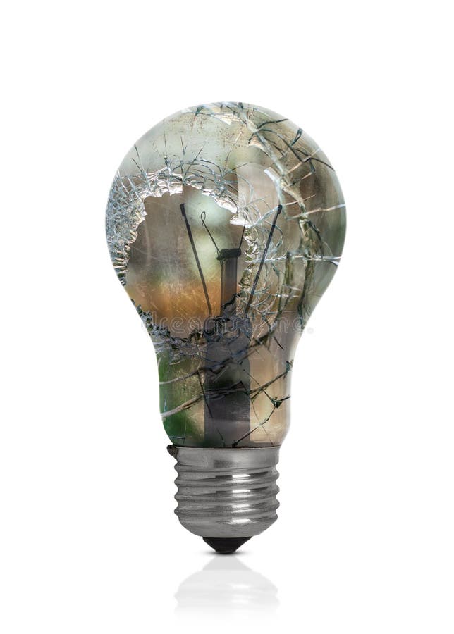 The Concept of Lack of Electricity. Burnt, Broken Light Bulb Isolated ...