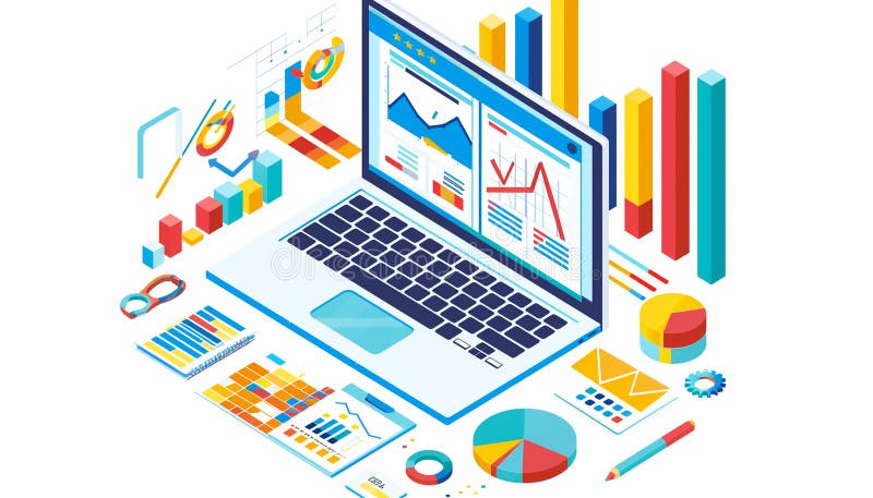 Concept Laptop Computer Charts Diagrams Graphs Place Text Stock Photos ...