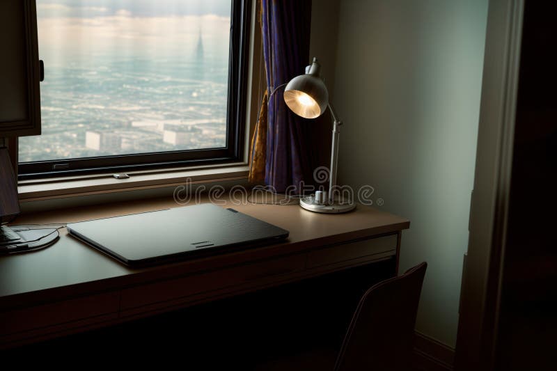 A Laptop Computer Sitting on Top of a Desk Next To a Window. Generative ...