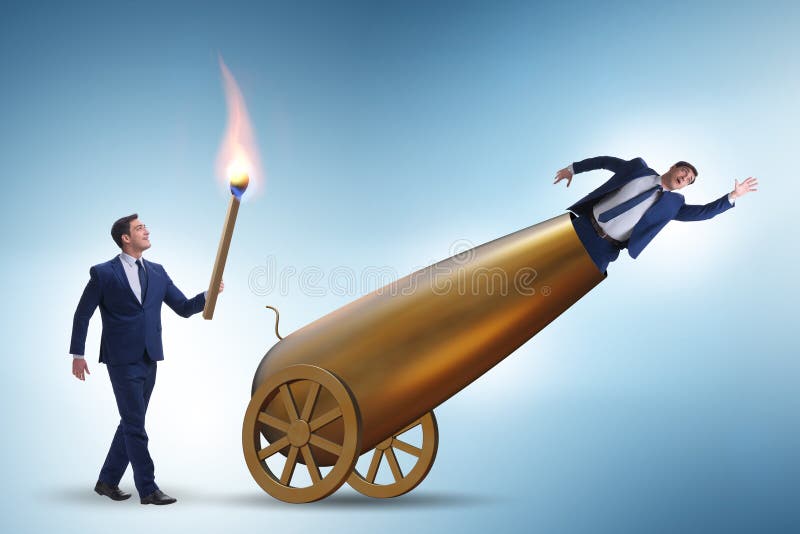 Concept of Lay-off with Businessman and Cannon Stock Image - Image of ...