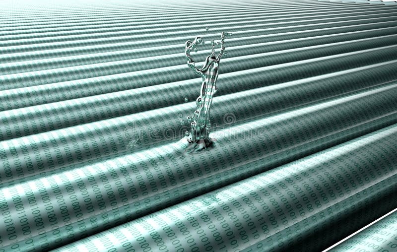 Concept of Leaky Software, Data Pouring Out of Pipe Stock Illustration ...