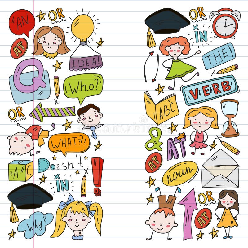 Concept of Learning English. Flat Design, Vector Pattern. English ...
