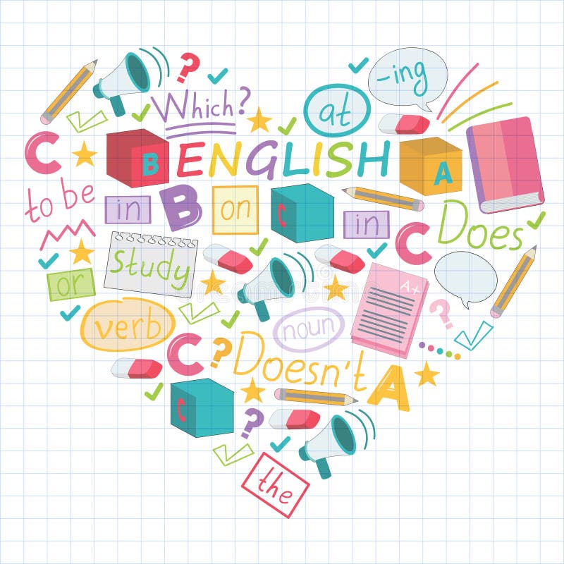 Concept of Learning English. Flat Design, Vector Pattern. English ...